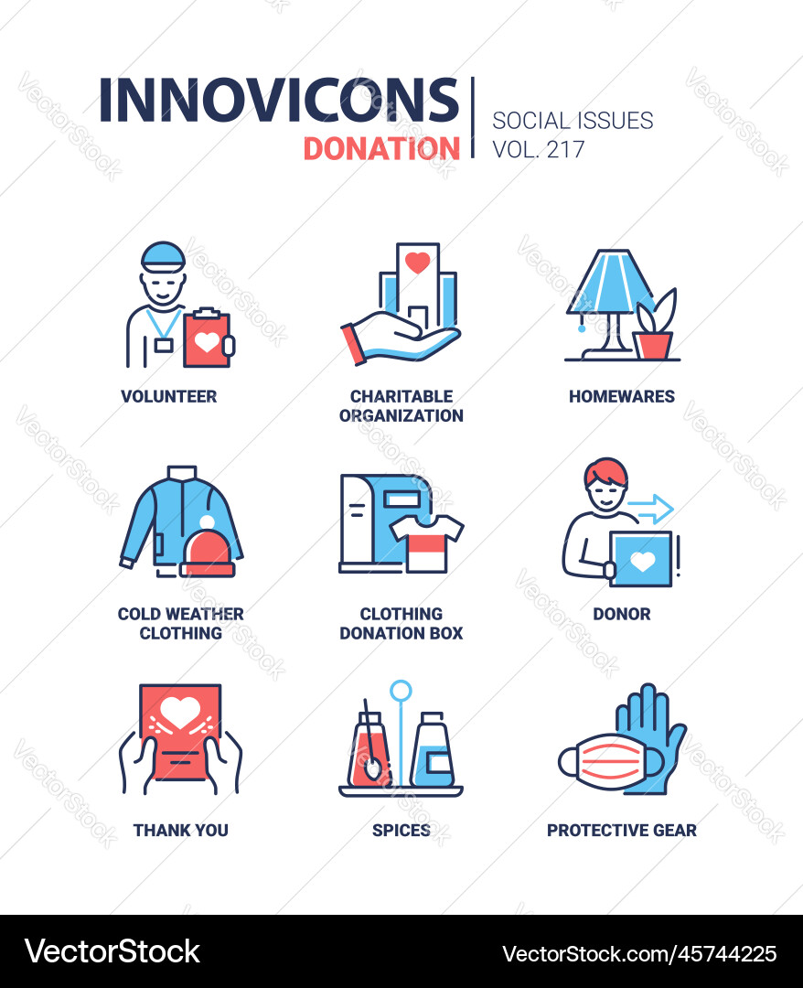 Volunteering and donation - line design style Vector Image