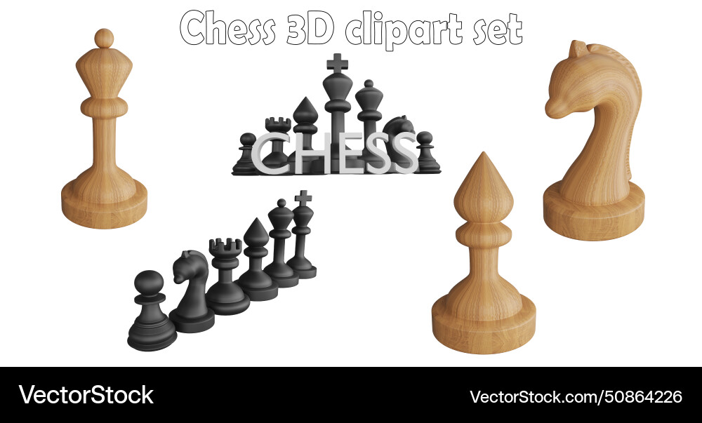 Chess clipart element 3d render concept Royalty Free Vector