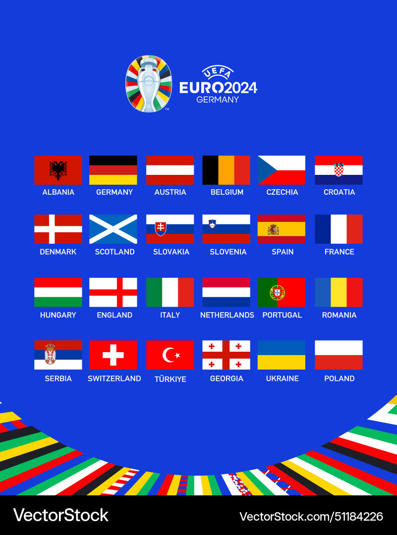Euro 2024 germany flags design with official logo Vector Image