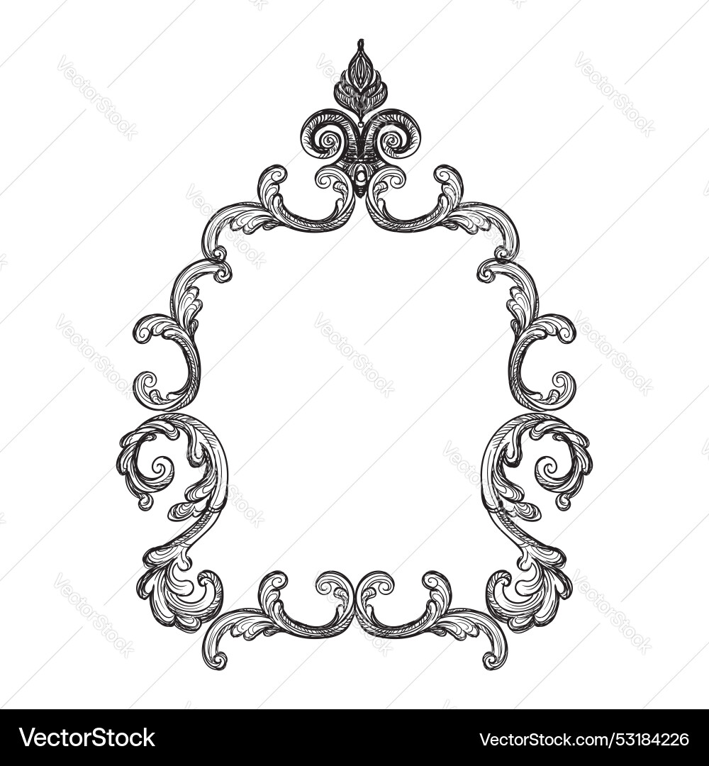 Hand drawing vintage frame baroque style isolated Vector Image