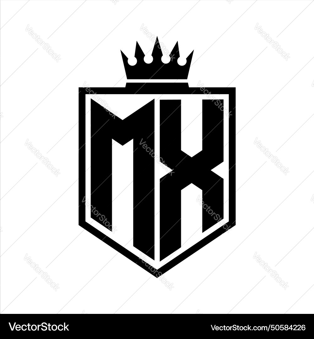 Mx logo monogram bold shield geometric shape Vector Image