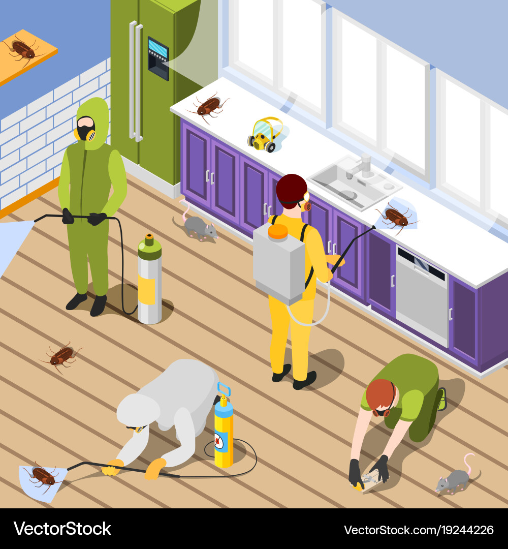 Pest control isometric background Royalty Free Vector Image