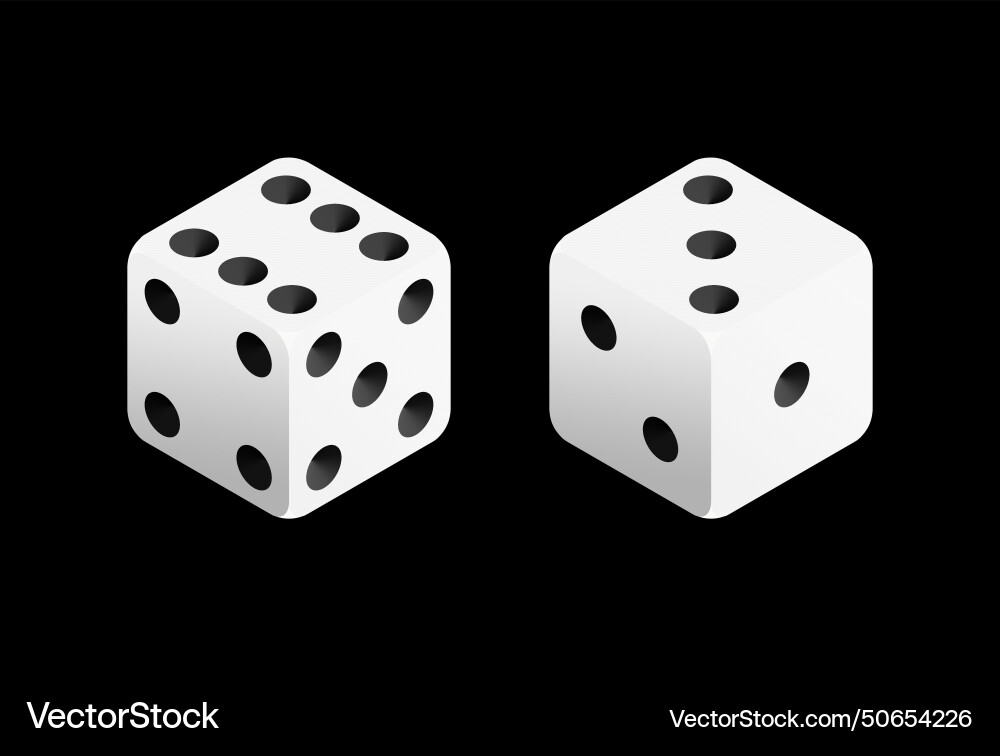 Realistic white dices icon Royalty Free Vector Image