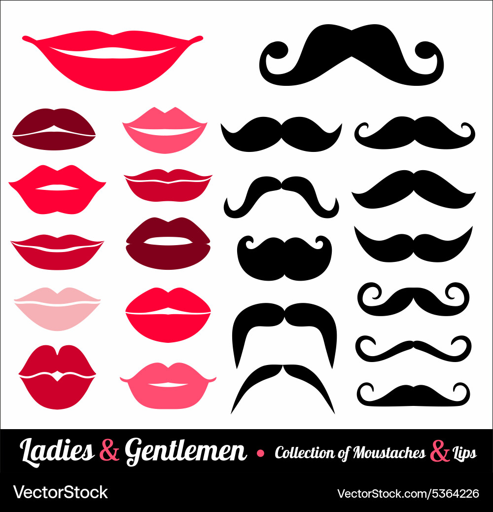 Retro Moustache & Lip Collection Royalty Free Vector