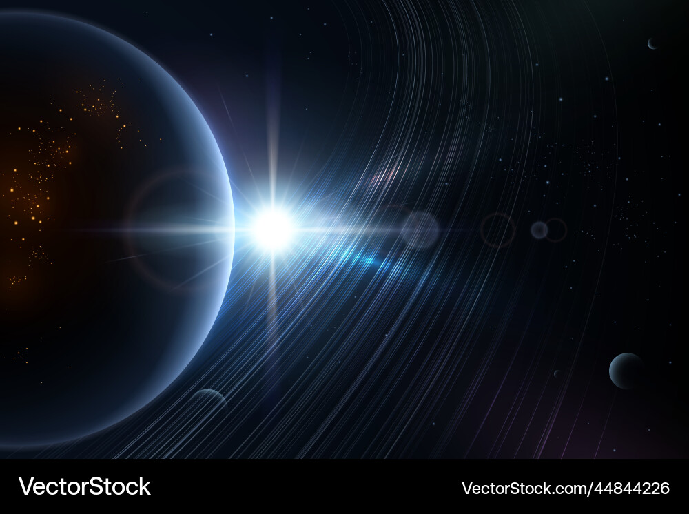 Space and planets with light effect Royalty Free Vector