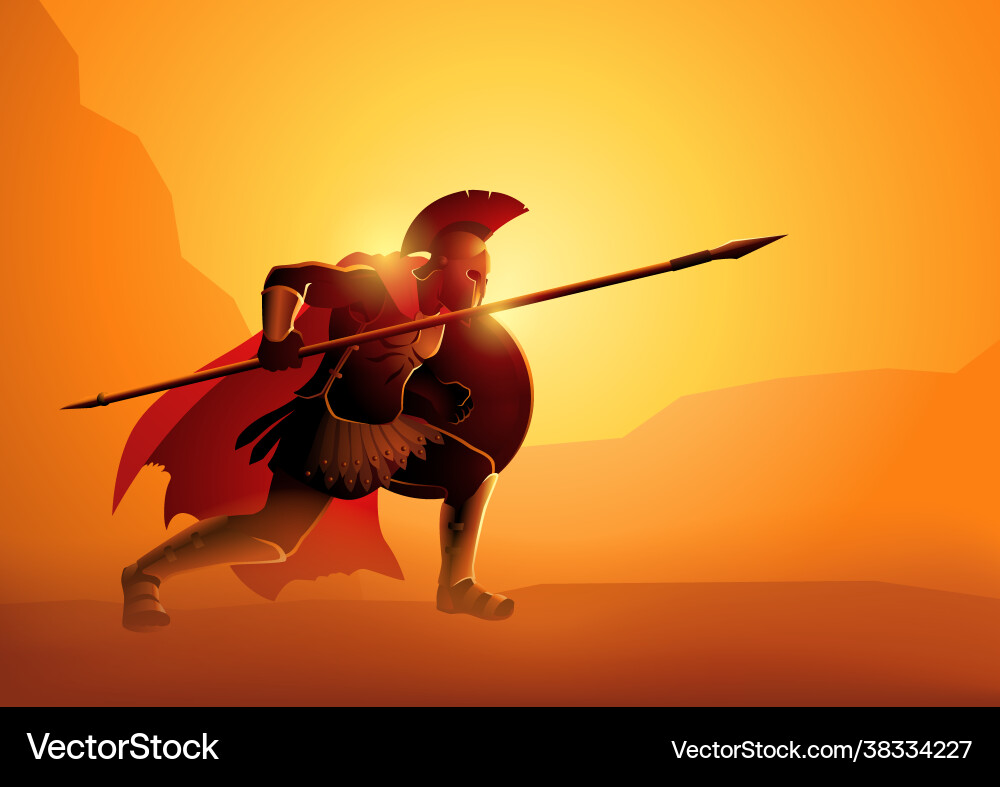 Ancient greek warrior in ready to fight position Vector Image