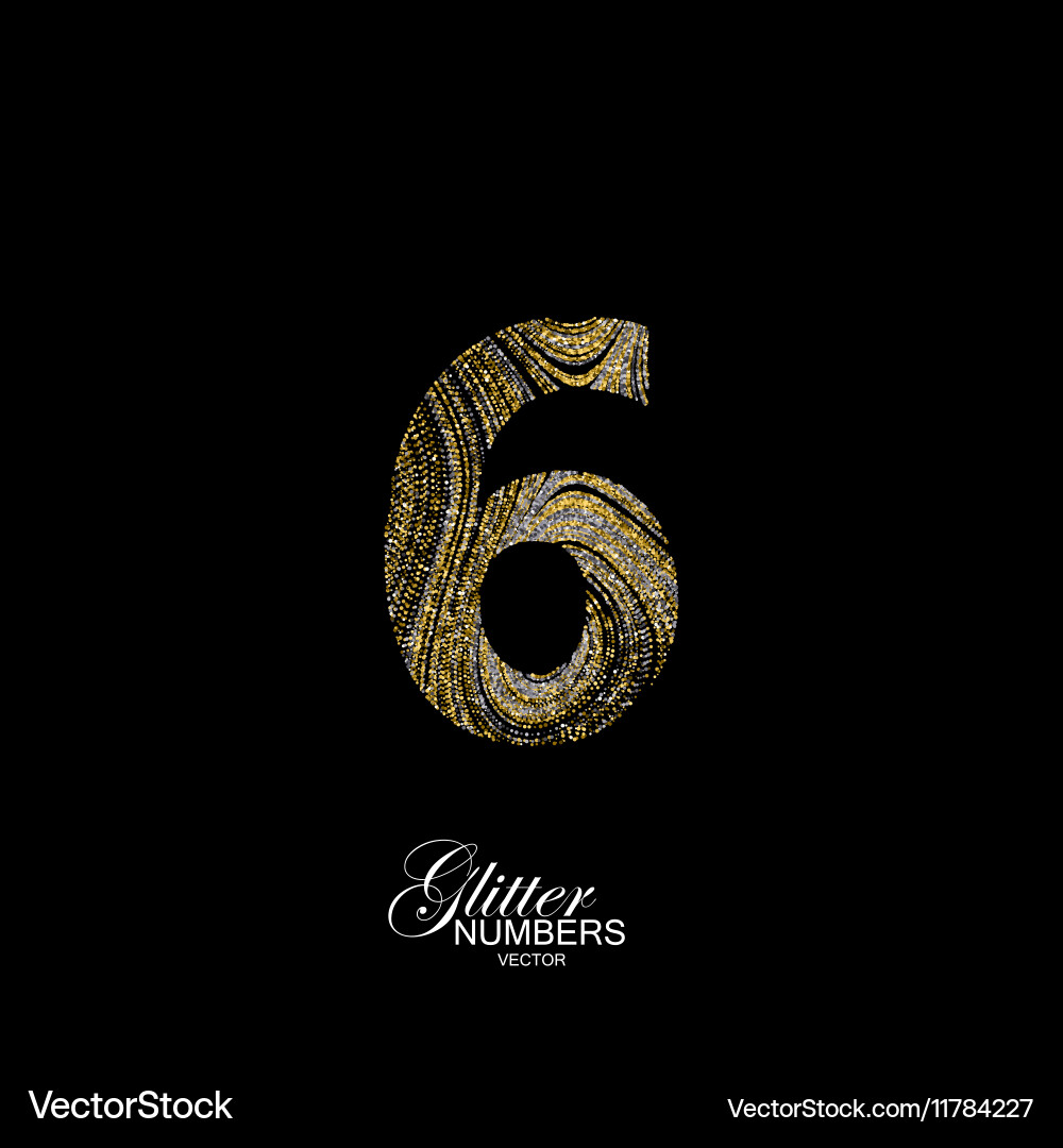 Curly textured number 6 Royalty Free Vector Image