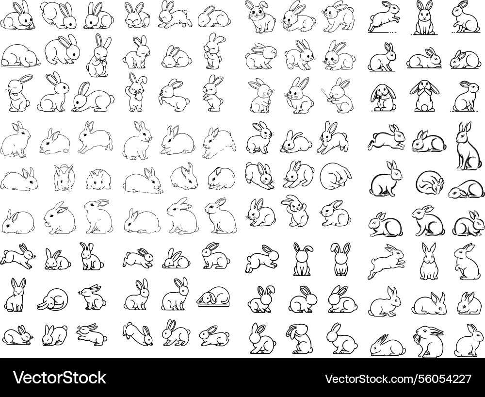 Cute bunny rabbit outline sketch Royalty Free Vector Image