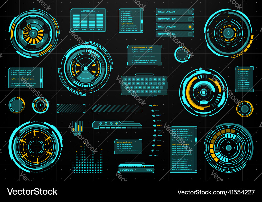 Hud futuristic touch user interface control panels