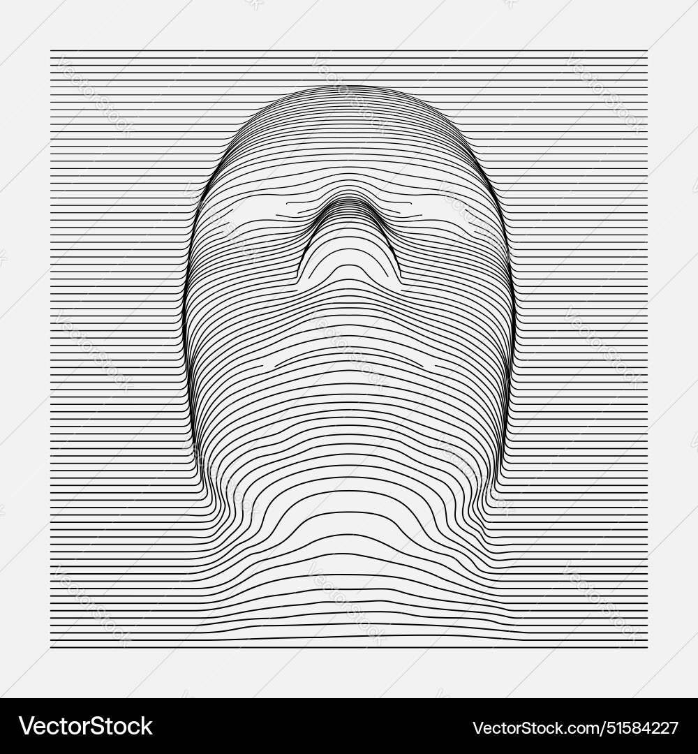Human face shape out of horizontal lines or Vector Image