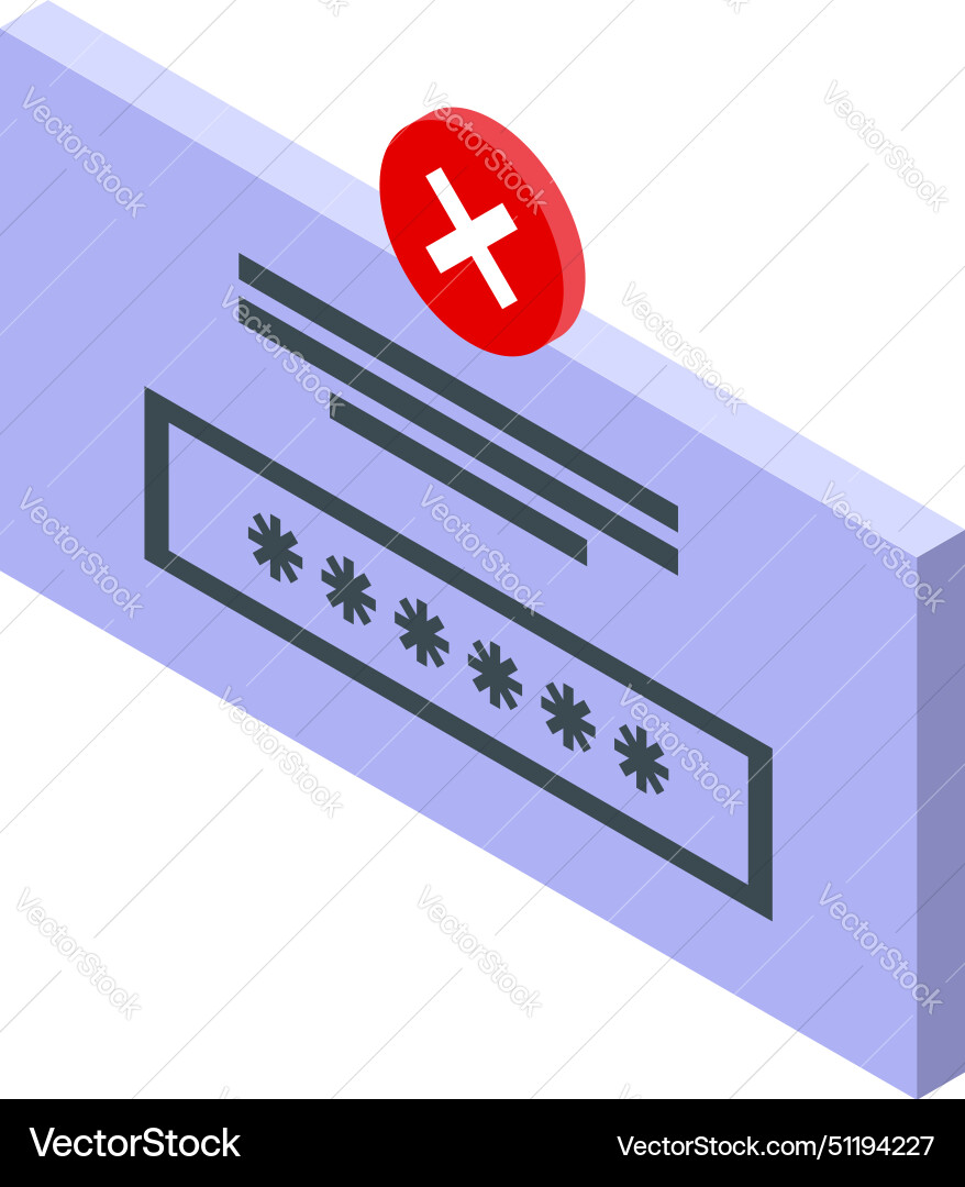 Invalid password icon isometric login Royalty Free Vector