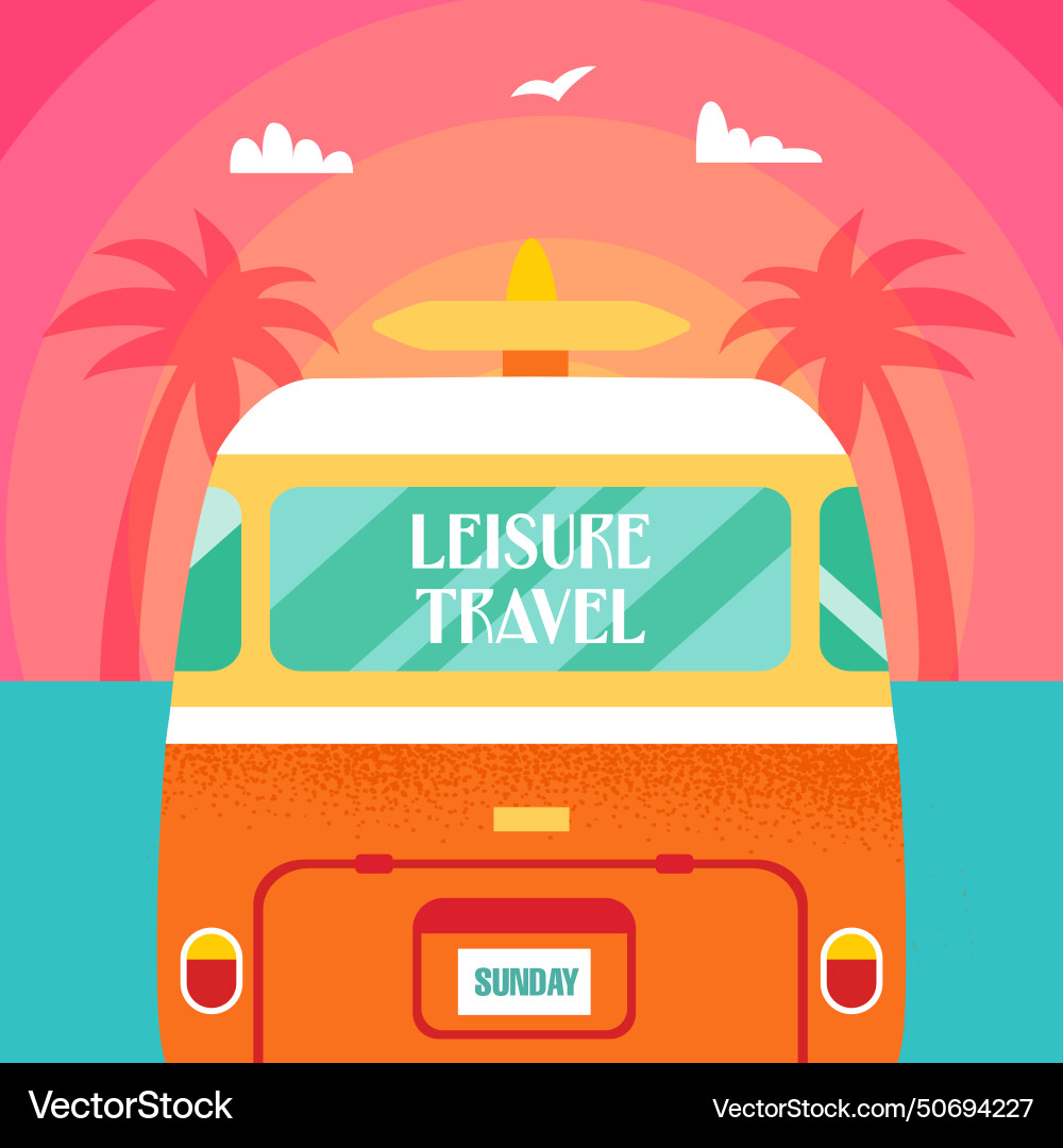 Leisure travel sun van Royalty Free Vector Image