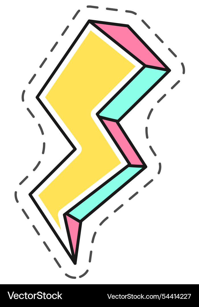 Lightning bolt with dashed line following its Vector Image