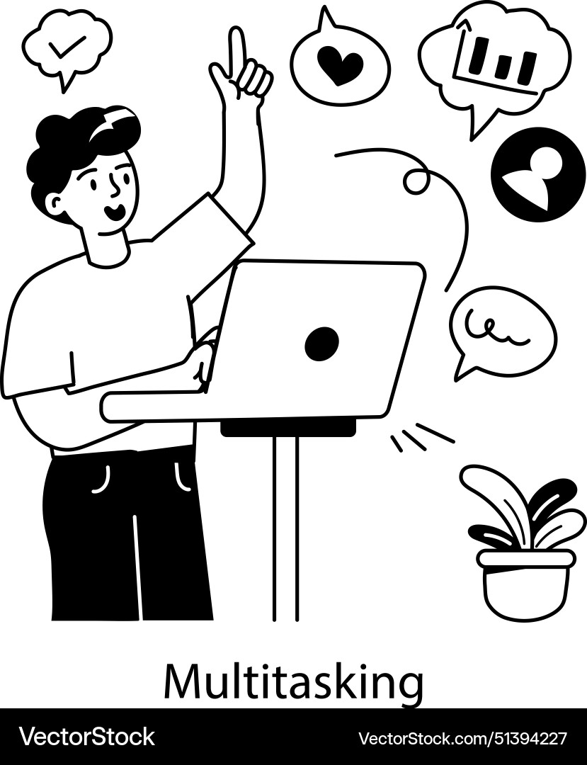 Multitasking Royalty Free Vector Image - VectorStock