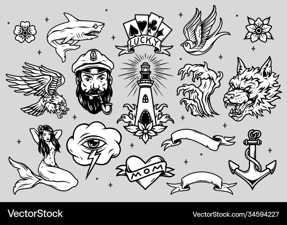Vintage Sailor Tattoo Designs 18+ Thousand Sailor Tattoo Royalty Free