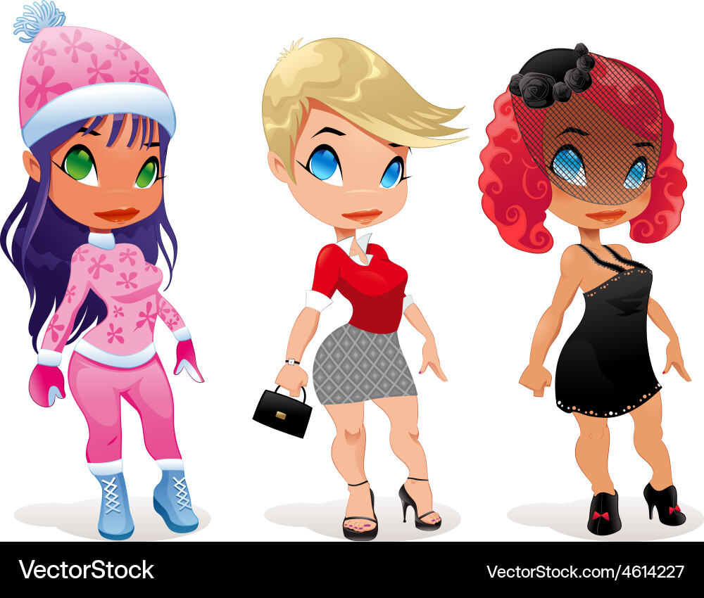 Three kind of ladies Royalty Free Vector Image