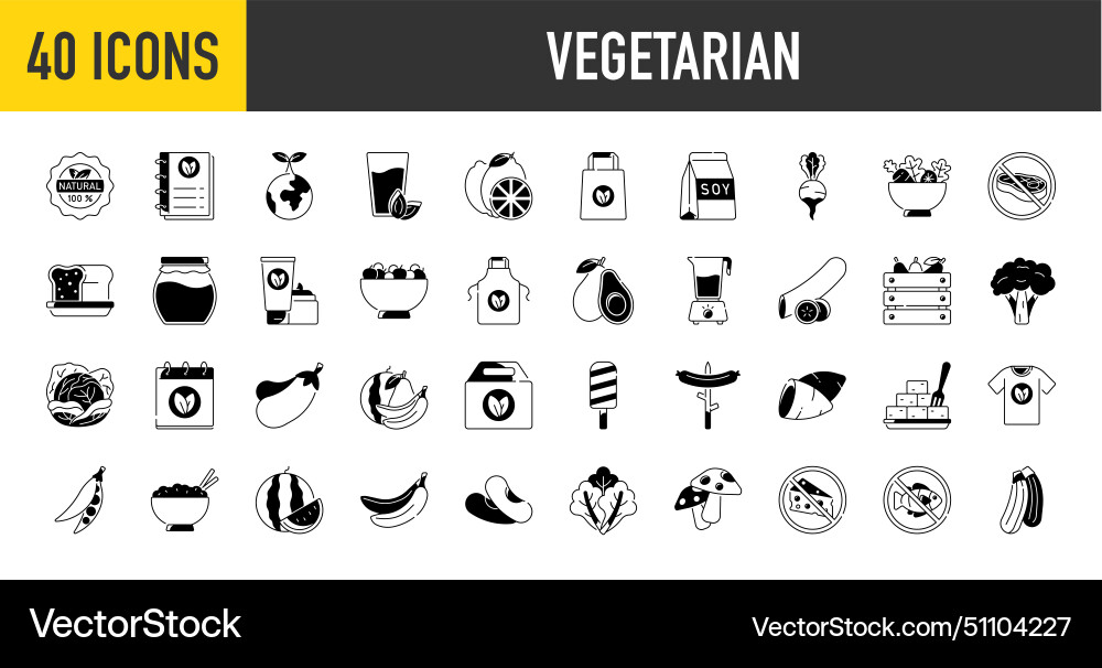 Vegetarian vegetable veggies minimal icon set Vector Image