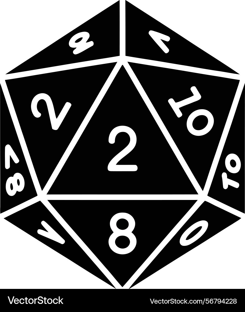 Black and white ten sided die Royalty Free Vector Image