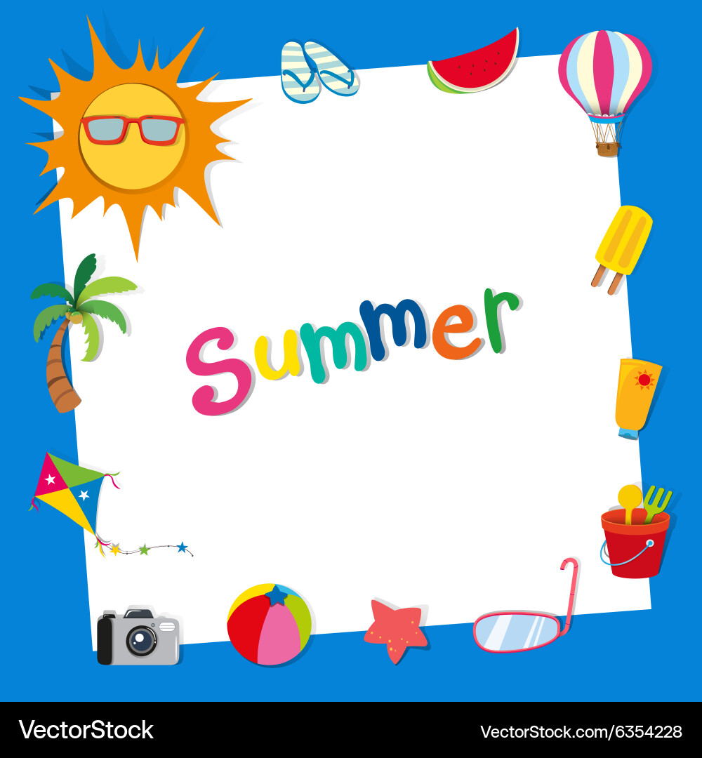 Border design with summer theme Royalty Free Vector Image