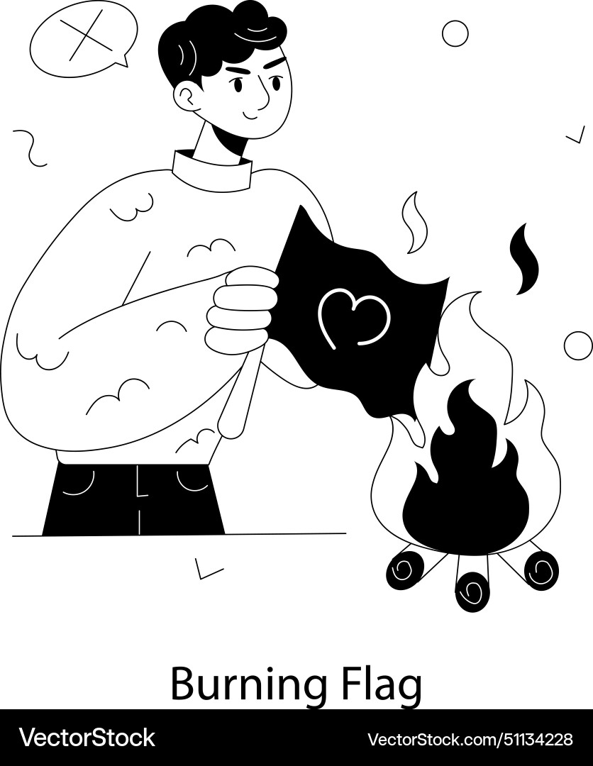 Burning flag Royalty Free Vector Image - VectorStock