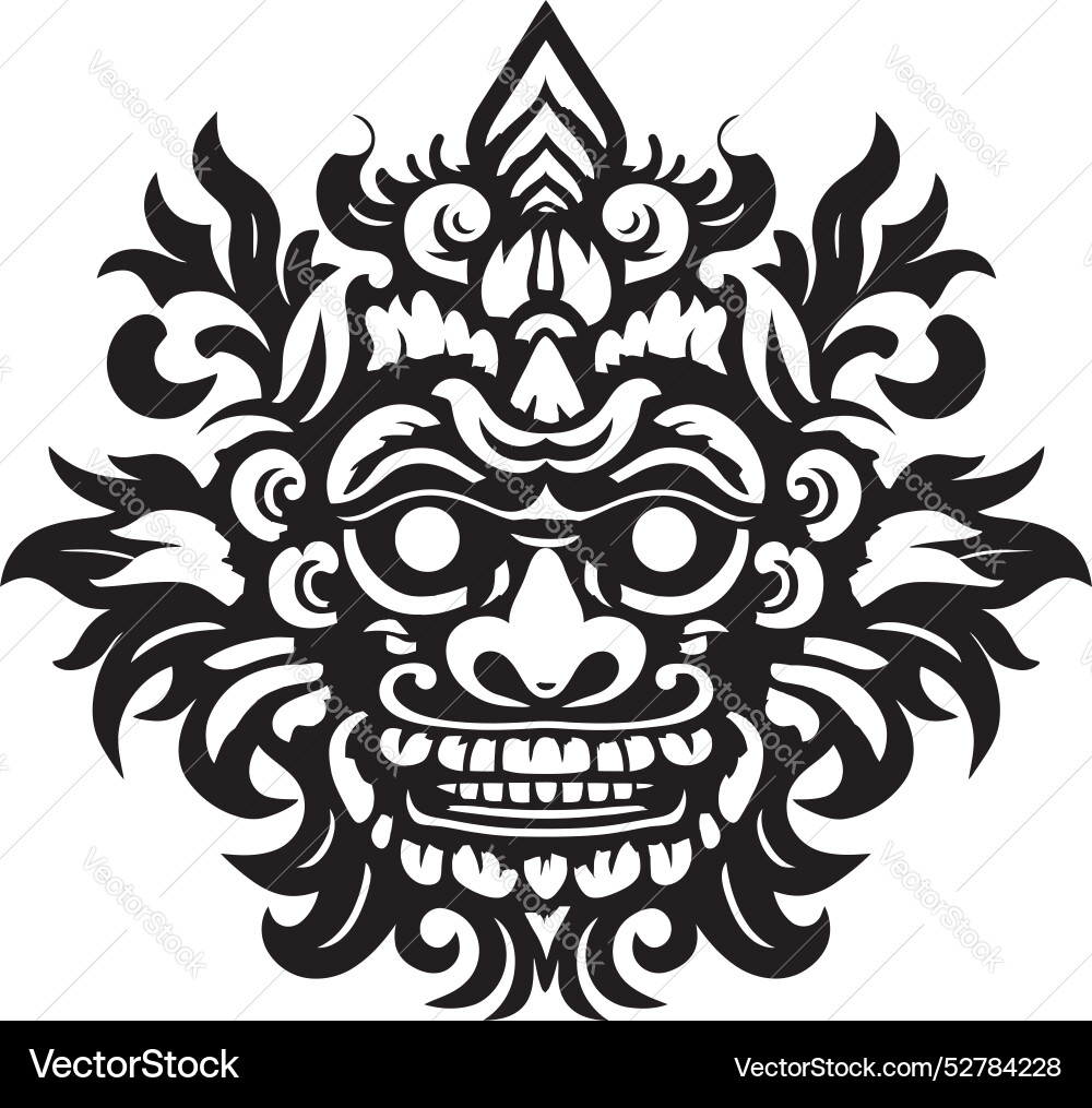 Cultural creations bali mask emblem graphics Vector Image