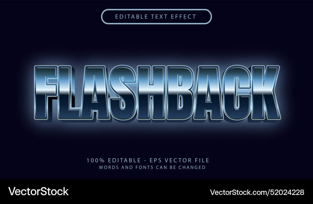 Flashback 3d text effect and editable Royalty Free Vector