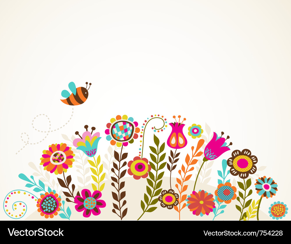 Floral Greeting Card with Flowers Royalty Free Vector Image