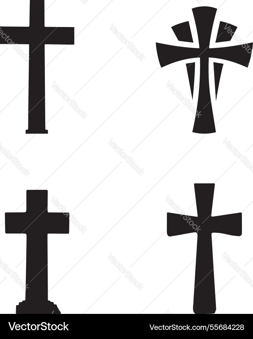 Four simple christian cross designs for graphic Vector Image