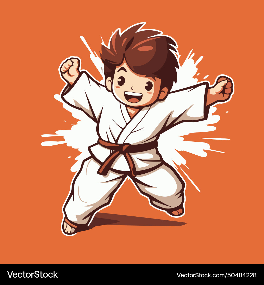 Karate boy cartoon character Royalty Free Vector Image