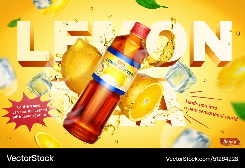 Lemon iced tea banner ad Royalty Free Vector Image