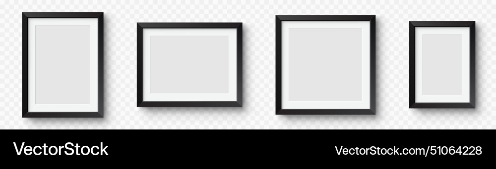 Realistic picture frame set collection mockup Vector Image