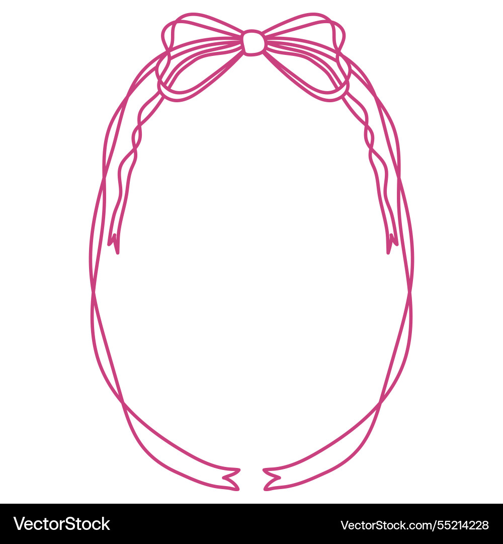 Retro bows frame hand drawn ribbons border for Vector Image
