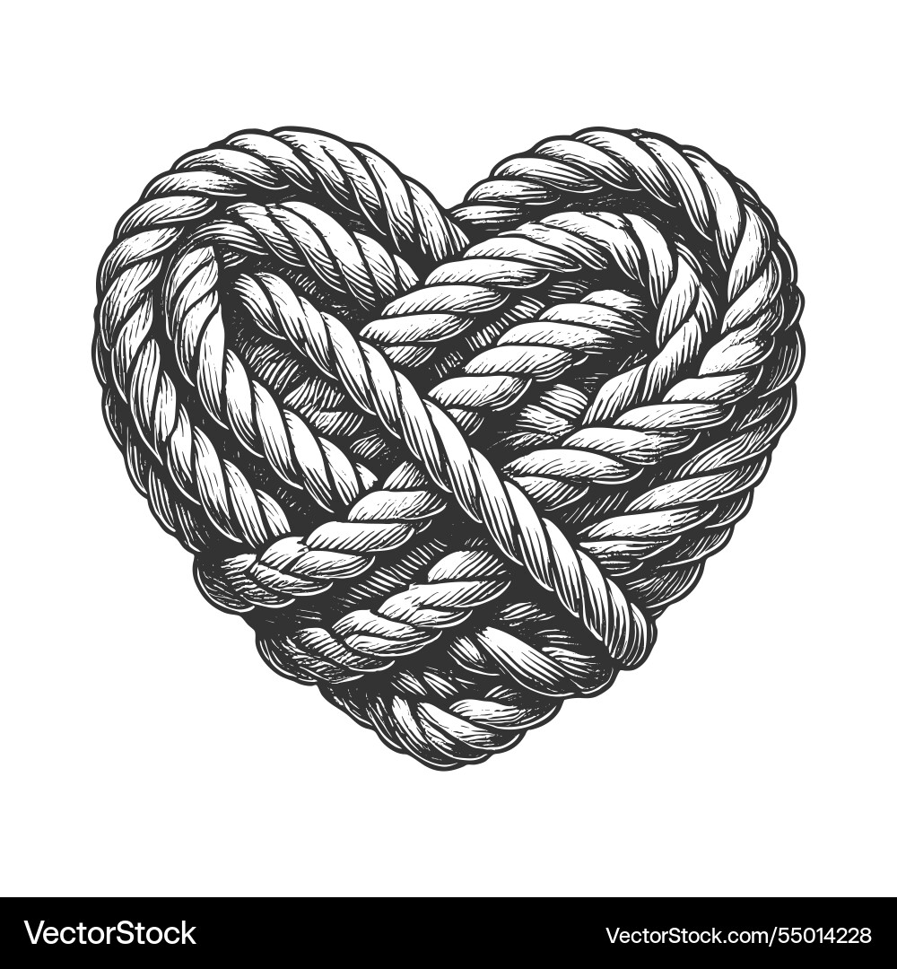 Rope Heart Knot Engraving Royalty Free Vector Image