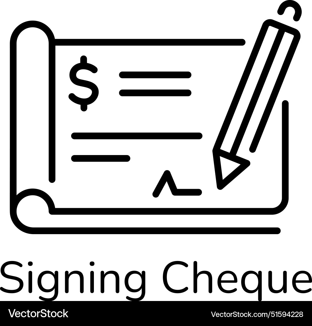 Signing cheque Royalty Free Vector Image - VectorStock