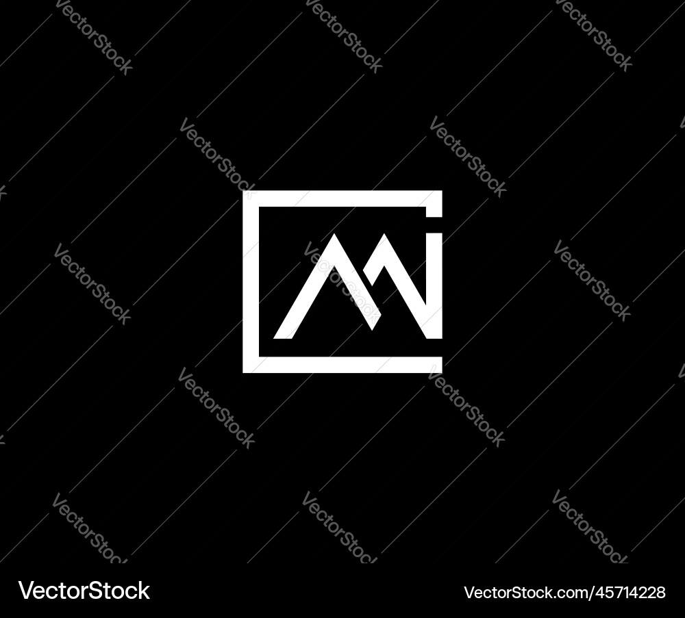 Simple black and white rectangle letter m logo Vector Image