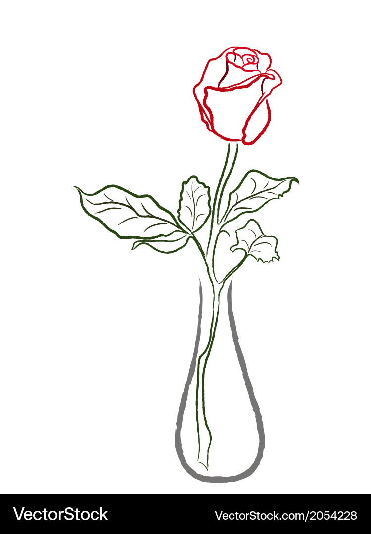 Stylized red rose in a vase Royalty Free Vector Image