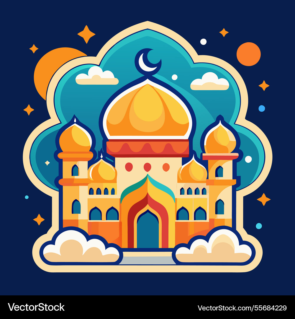 Beautiful mosque design with golden domes Vector Image