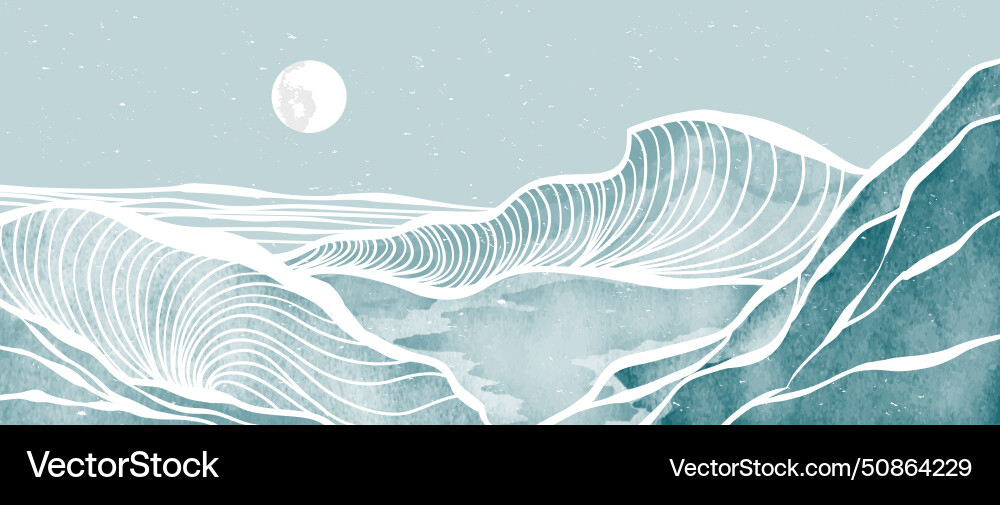 Blue ocean wave landscape Royalty Free Vector Image