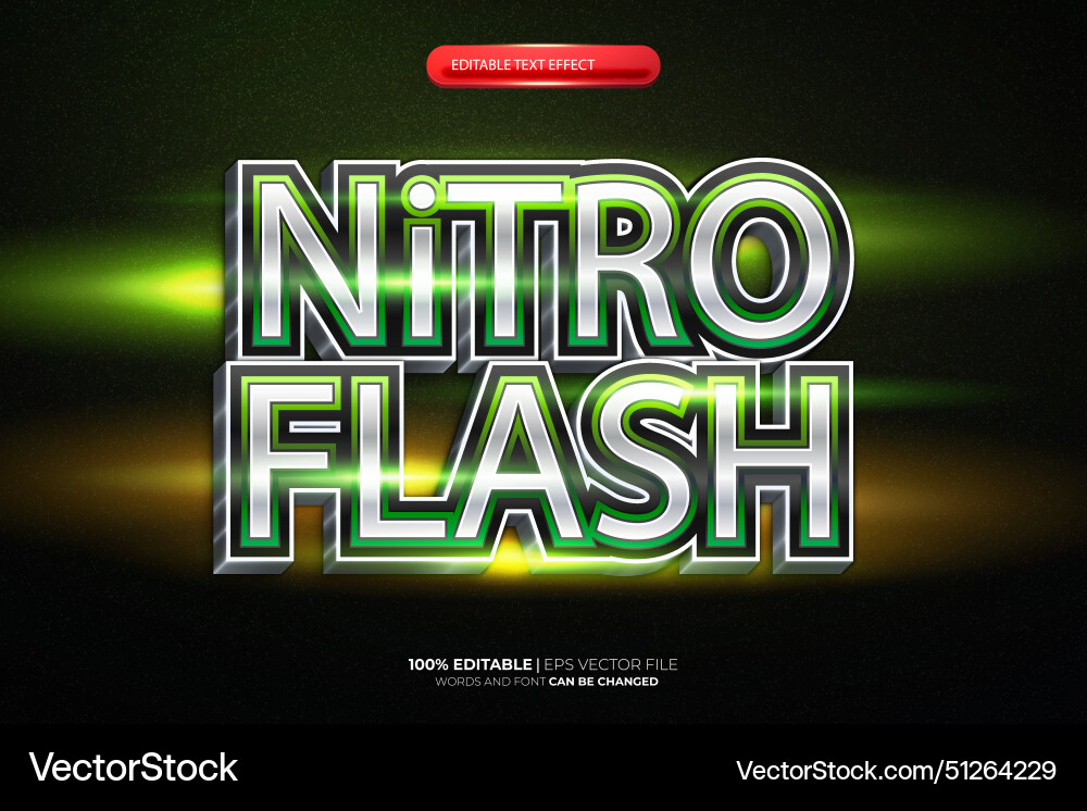 Green nitro metal flash 3d editable text effect Vector Image