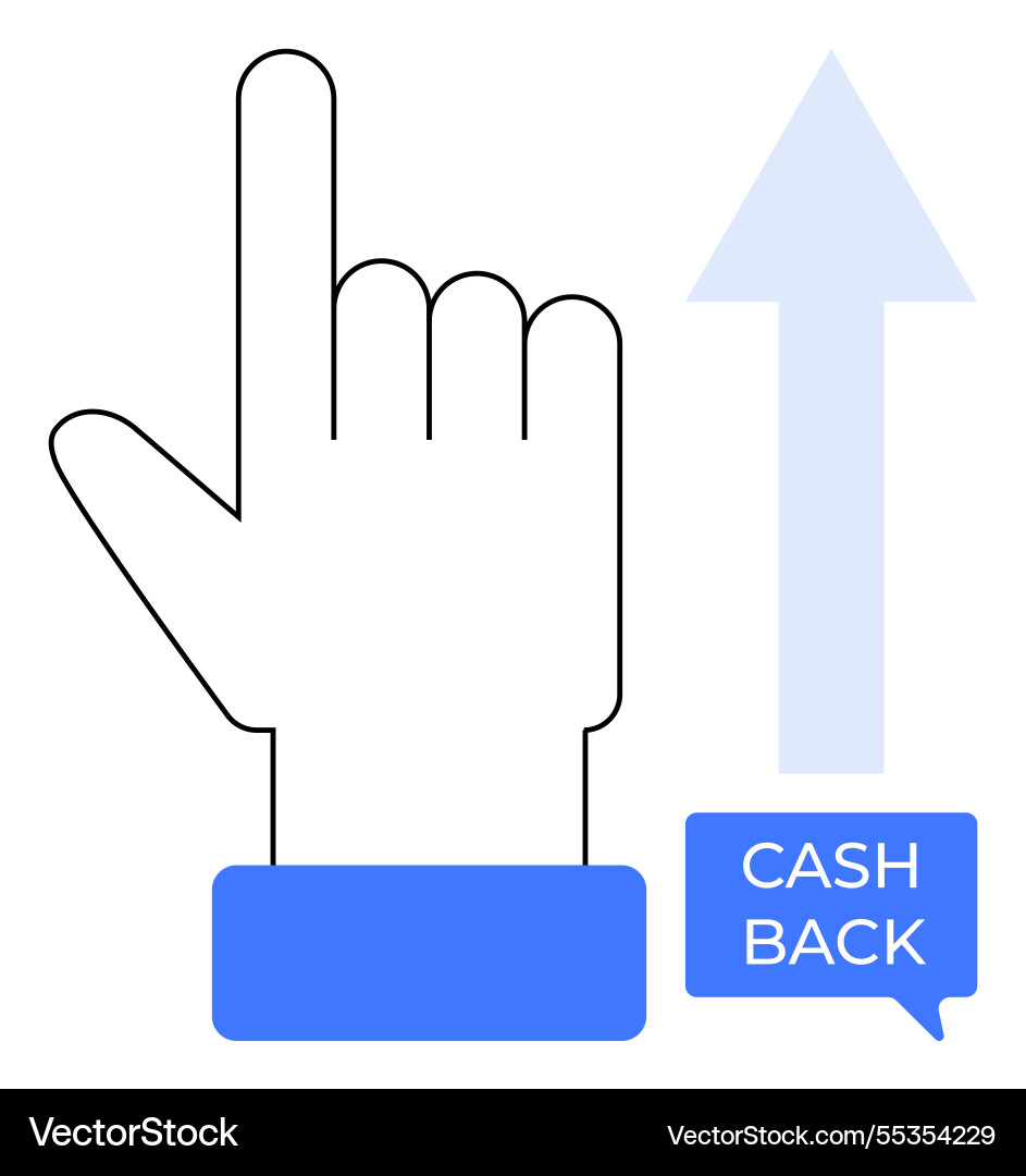 Hand gesture indicating upward movement with cash Vector Image