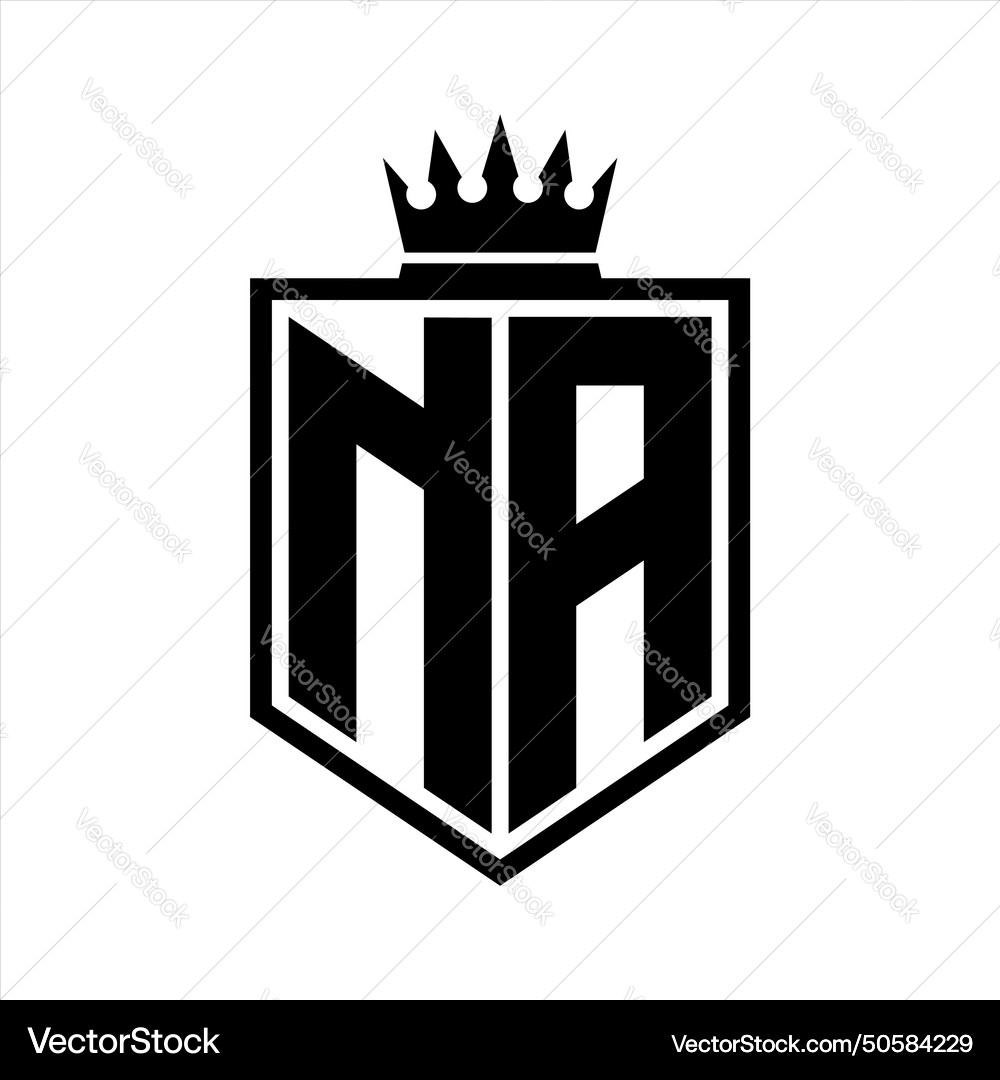 Na logo monogram bold shield geometric shape Vector Image