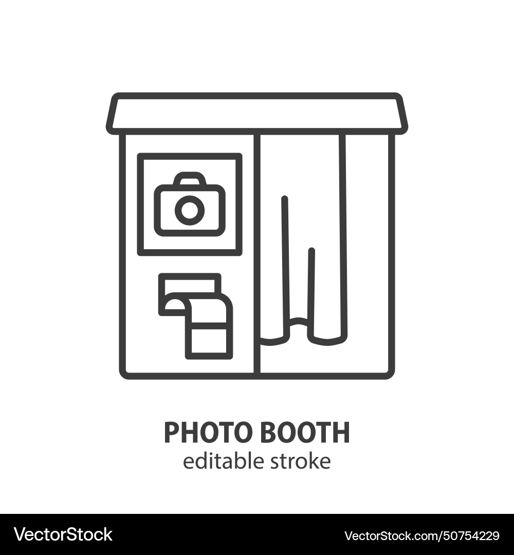 Photo booth line icon retro kiosk Royalty Free Vector Image