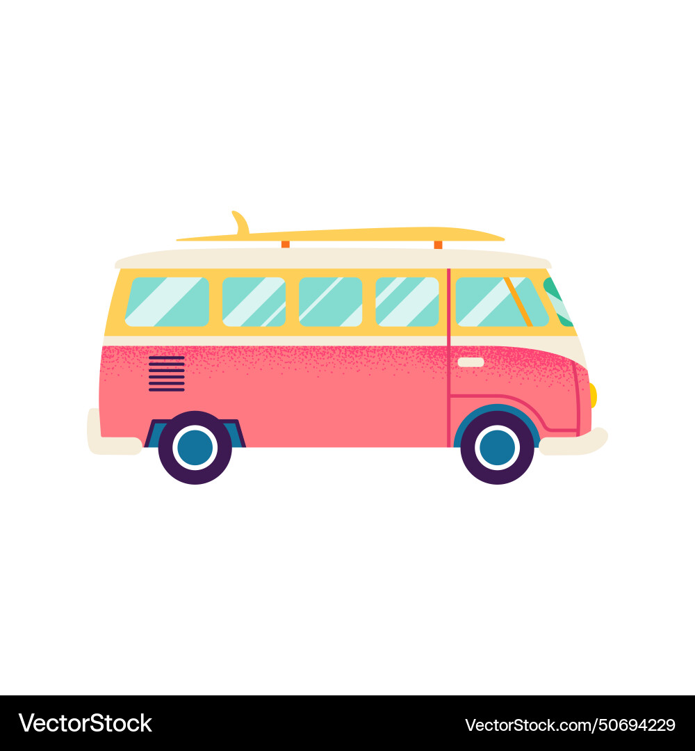Pink surf van isolated Royalty Free Vector Image