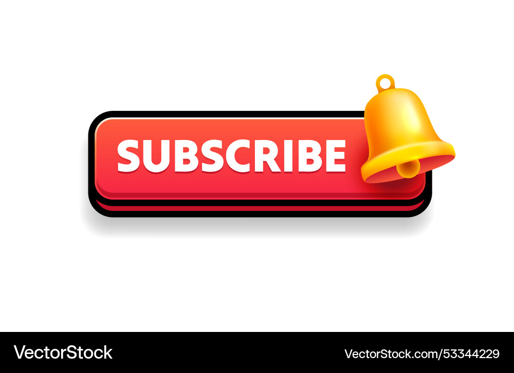 Subscribe now bell notification for new content Vector Image