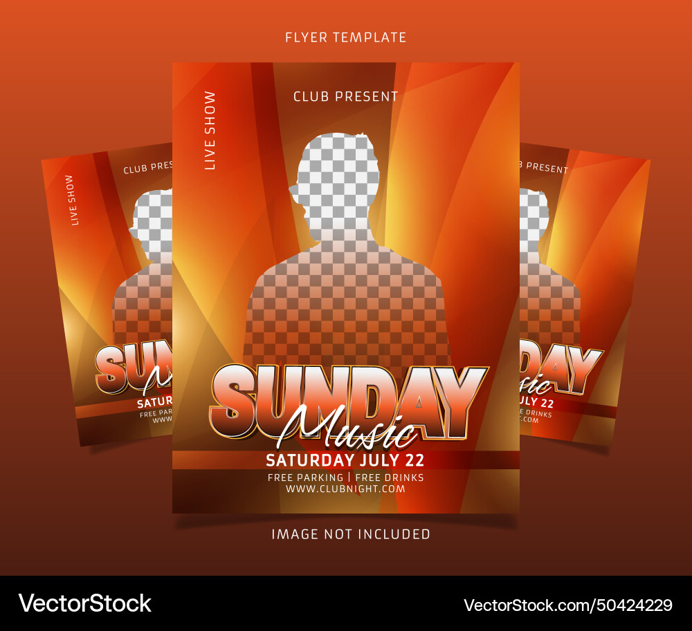 Sunday music party flyer template Royalty Free Vector Image