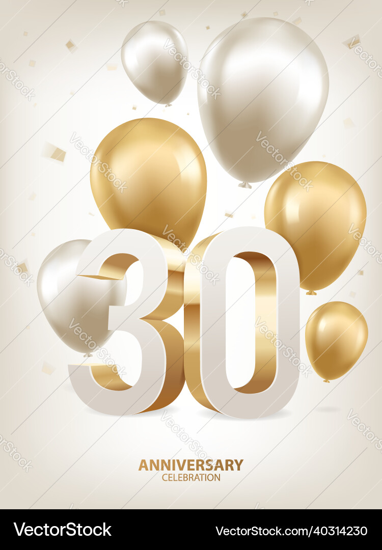 30th year anniversary background Royalty Free Vector Image