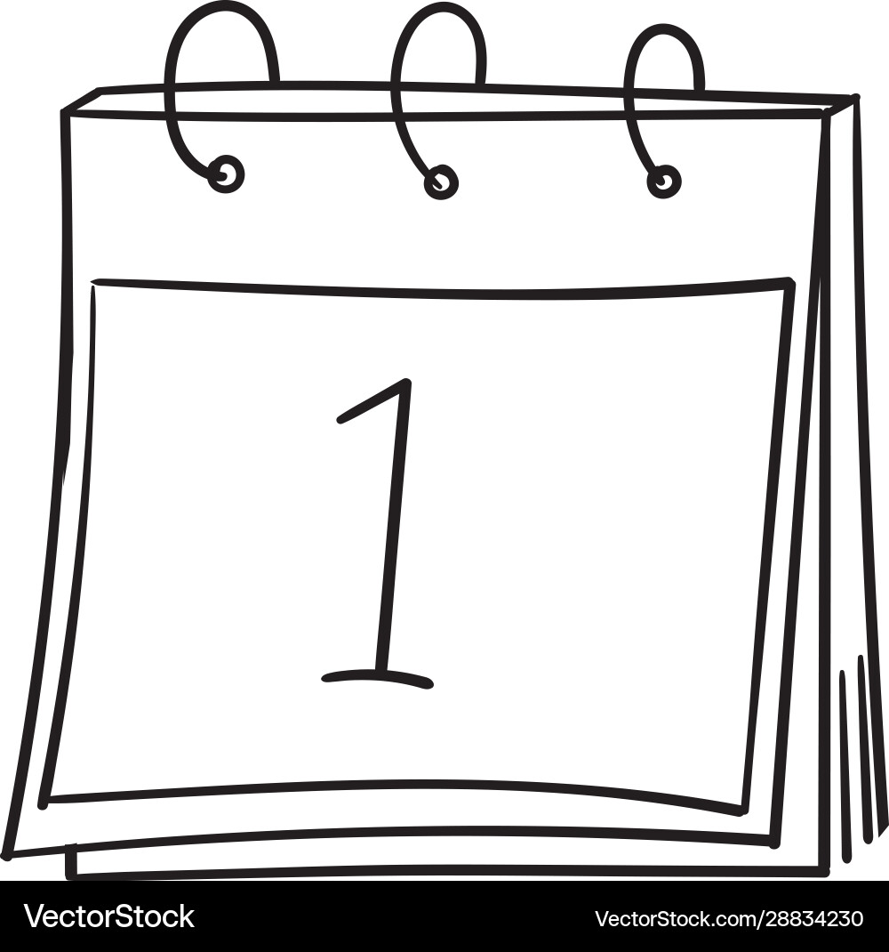 Doodle Kalender Handzeichnung Stil Lizenzfreies Vektorbild