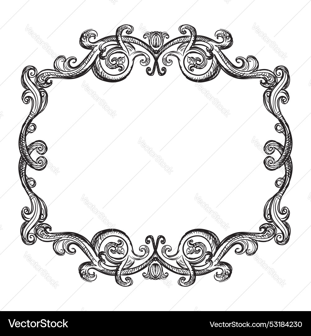 Engraving vintage frame baroque style Royalty Free Vector