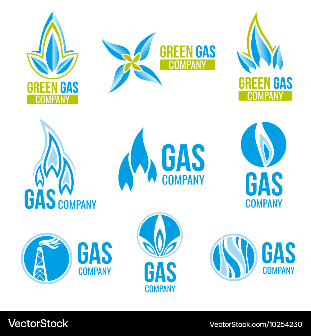 Gas industry logos icons set Royalty Free Vector Image