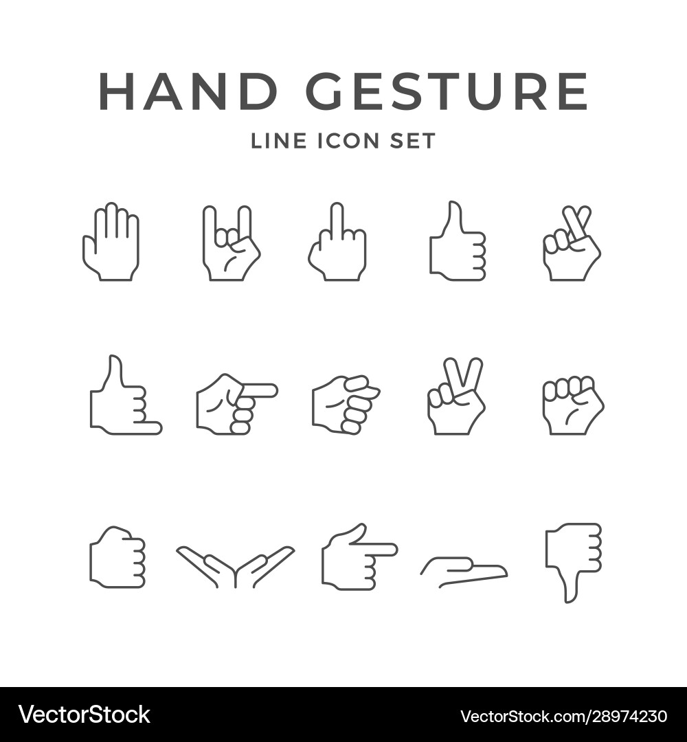 Hand Gesture Icons - Line Art Royalty Free Vector Image
